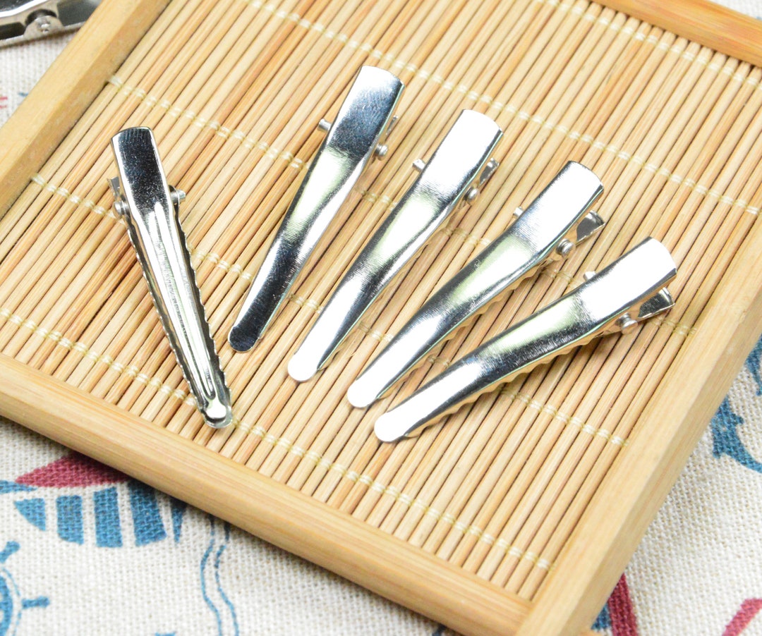 50 Pcs Curved Tip Head Silver Metal Clips, Silver Hair Clips Alligator ...