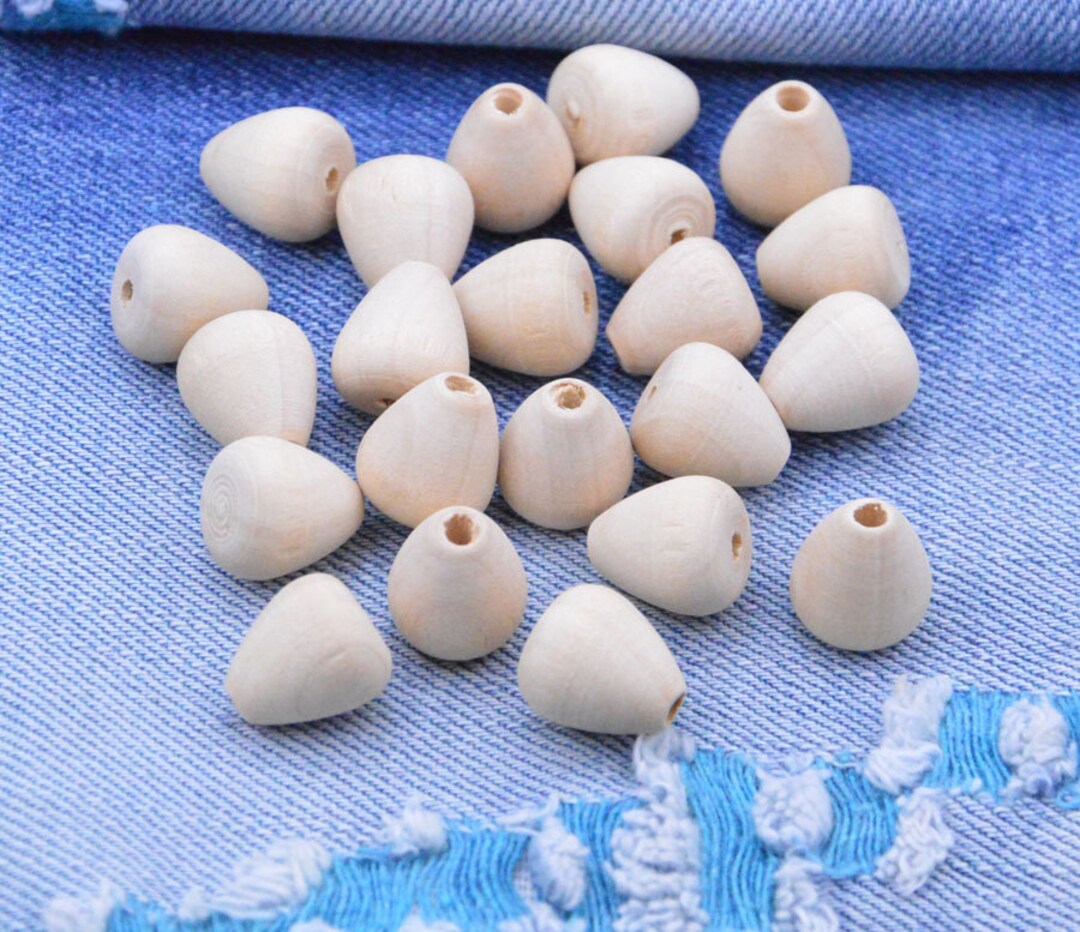 20 Pcs Wooden Beads, Unfinished Cone Shape Wood Beads, Wood Cone ...