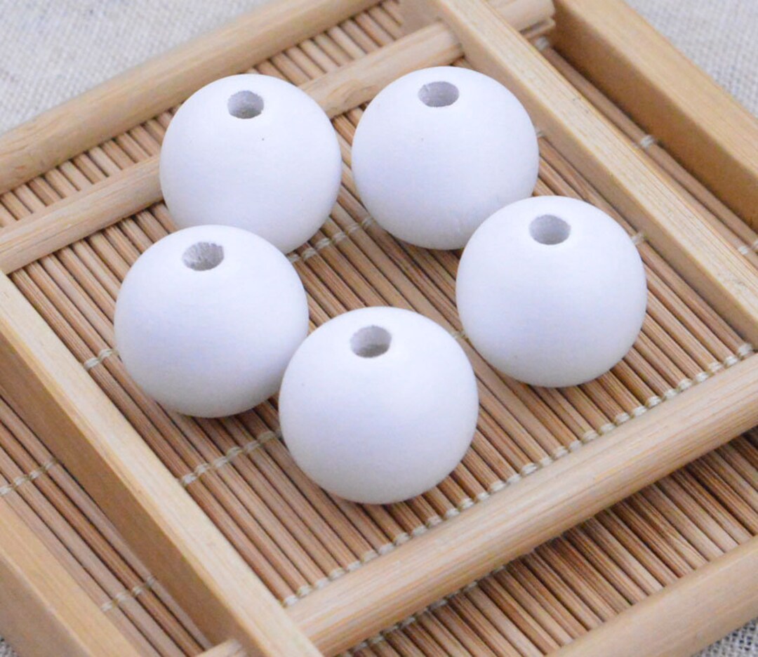 20 Pcs/50 Pcs White Wooden Balls, White Painted Wooden Beads, Round ...