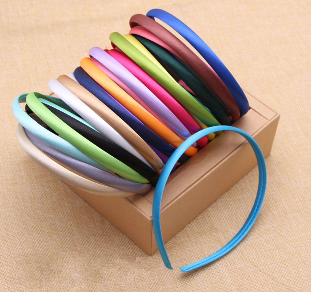10 Pcs Satin Headbands, 10mm Satin Covered Plastic Headbands, Plastic ...