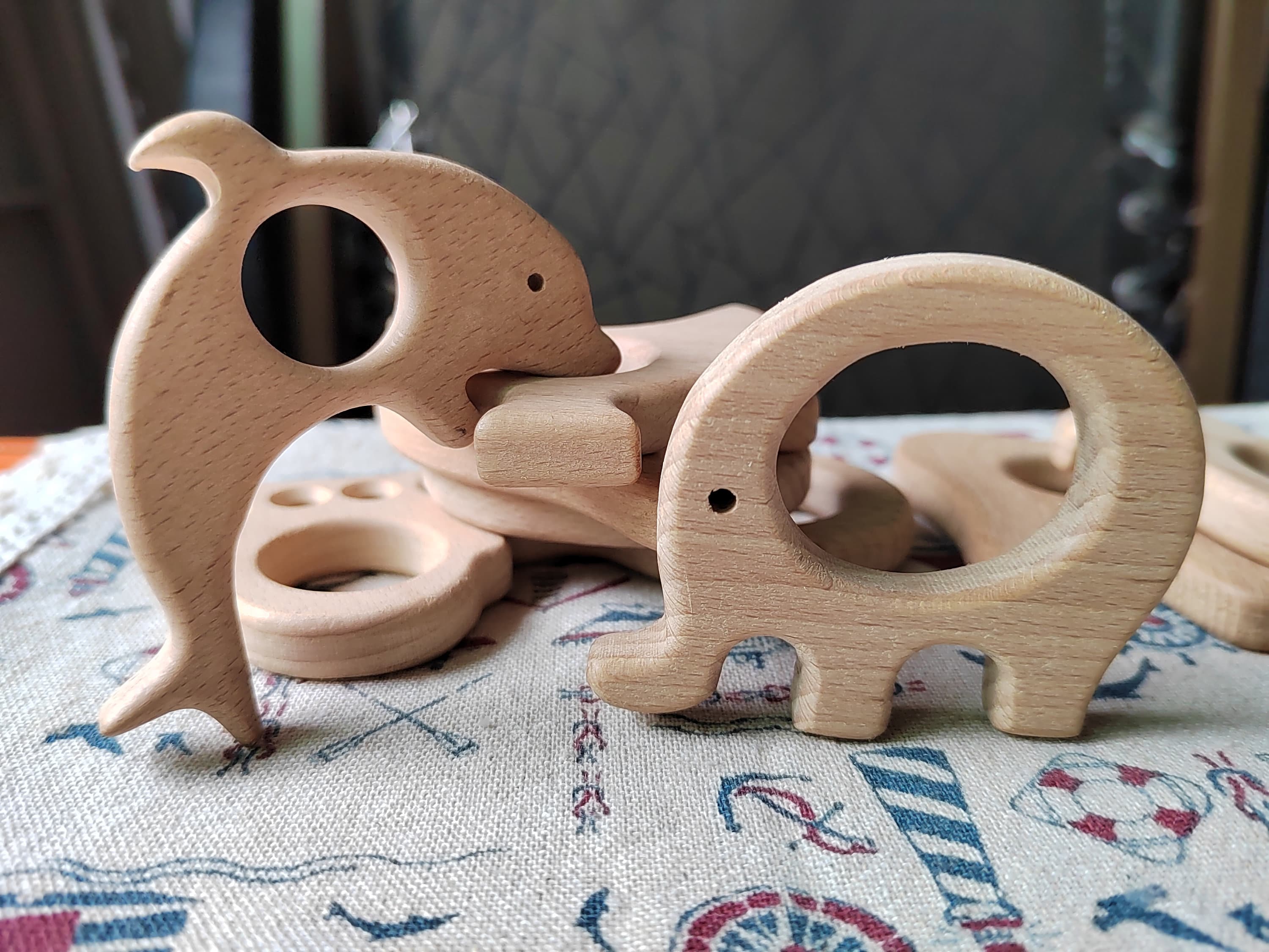 Beech Wood Teether, Assorted Animal Teether Baby Toys, Natural Baby ...