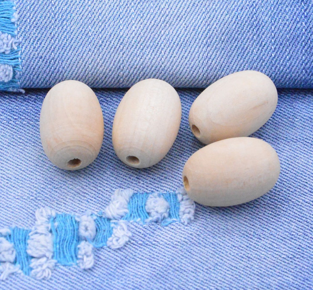 20 Pcs Unfinished Oval Wooden Beads, Wood Ellipse - Etsy