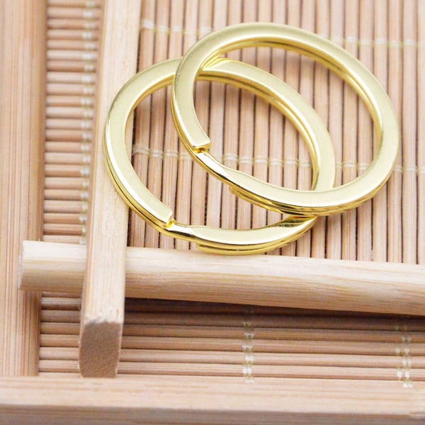 10 PCS Flat Split Key Ringsolid Brassbrass Connectors Copper Split Ring ...