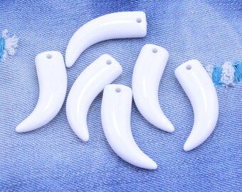 10 Pcs Ivory Plastic Sharp Animal Teeth Charm Pendant 14x57mm - Etsy
