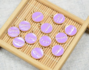 12mm Zodiac Signs Gold Round Zodiac Charms Stainless Steel - Etsy