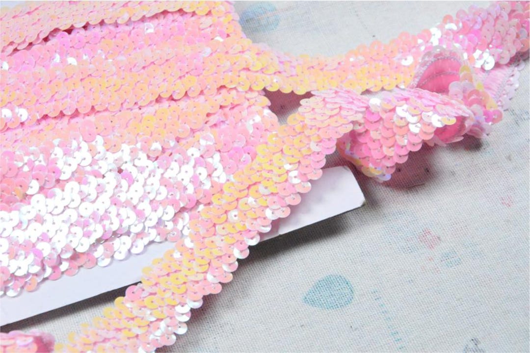 Sequin Trim by the Yard, Stretch Sequin Border Sewing Trim, Iridescent ...