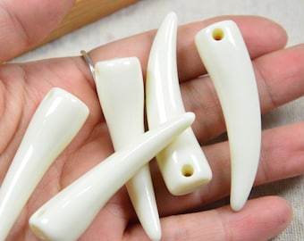 10 Pcs Ivory Plastic Sharp Animal Teeth Charm Pendant 14x57mm - Etsy