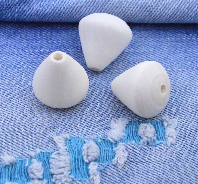 20 Pcs Wooden Beads, Unfinished Cone Shape Wood Beads, Curved Wood Cone ...