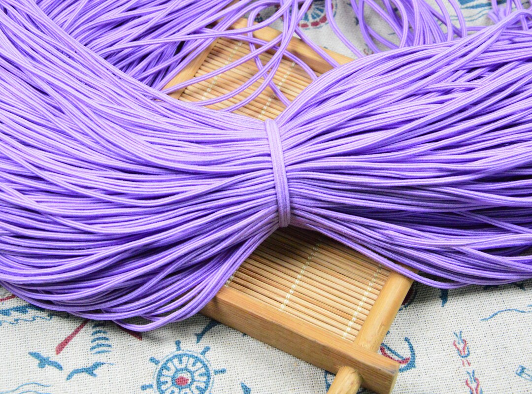 50 Yds Purple Skinny Elastic Cord, Square Elastic Cord Stretch Cord 1 ...