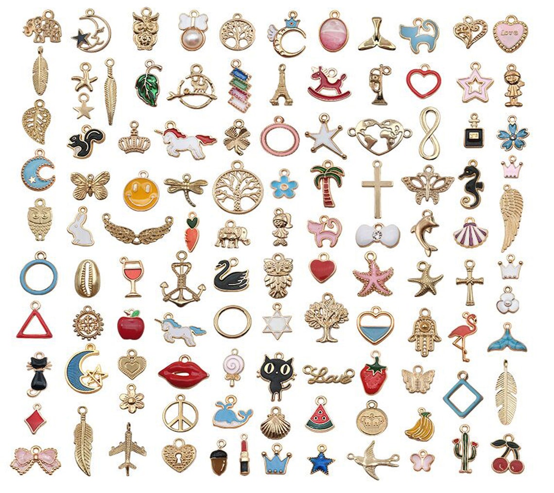 BULK Assorted 110 Enamal Charms Gold Plated Oil Drop Antique - Etsy