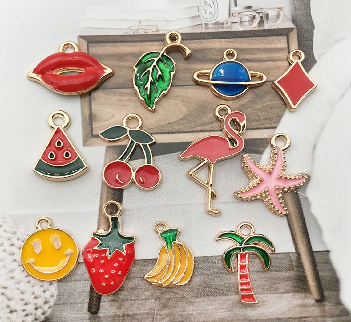 BULK Assorted 110 Enamal Charms Gold Plated Oil Drop Antique - Etsy