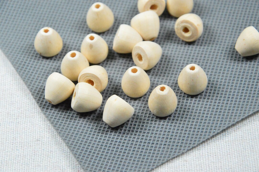 30 Pcs Unfinished Wooden Beads, Wood Cone, Waterdrop Shape Wood Beads ...