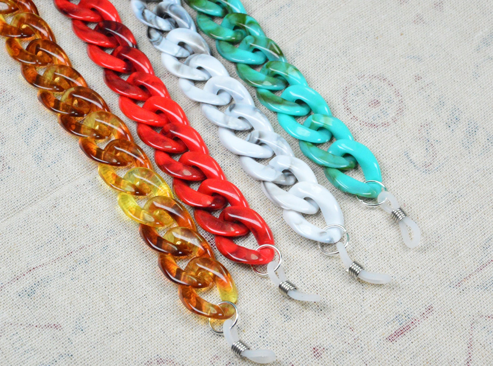 Marbled Acrylic Chain Open Link Plastic Chain Flat Twist - Etsy