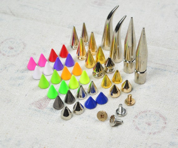 50 Pcs Bullet Punk Spikes Metal Screw Back Cone Studs for | Etsy