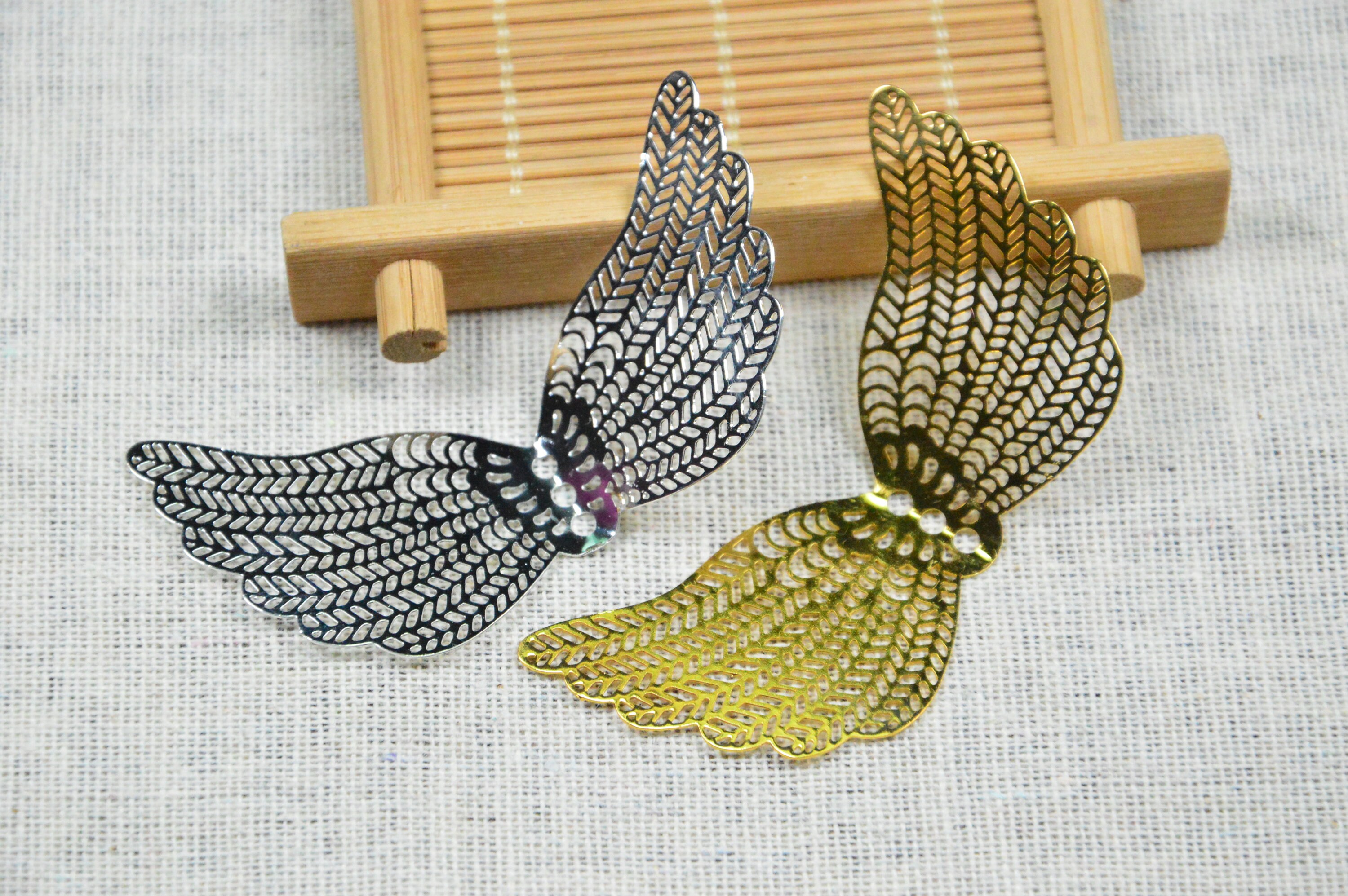 5 Pcs/10 Pcs Silver/gold Brass Wings, Filigree Wing Charms, Vintage ...