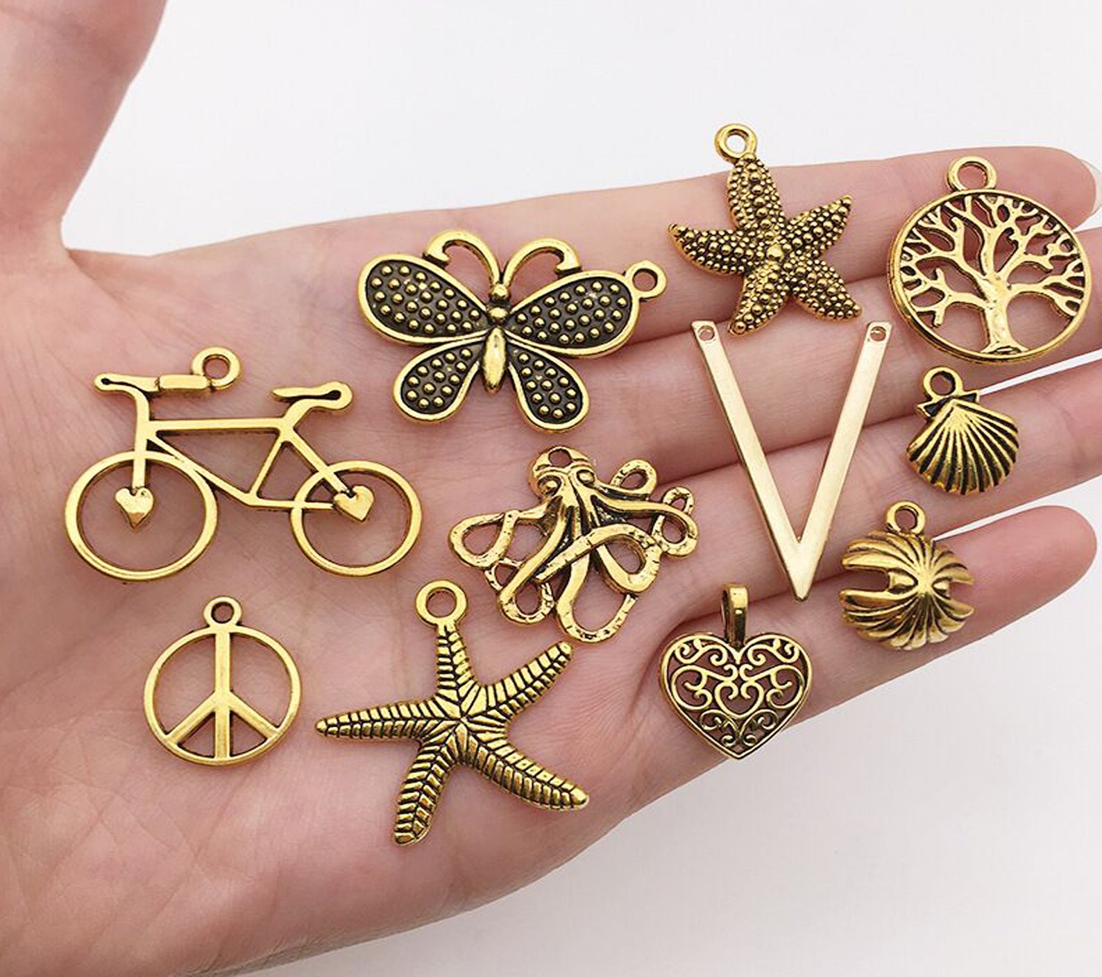 Collection 100 Antique Charms Assorted Antique Gold Charms | Etsy
