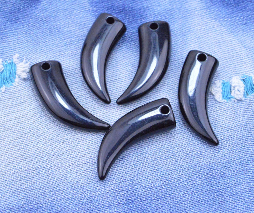 20 Pcs Black Plastic Animal Teeth, Curved Sharp Wolf Teeth, Plastic ...