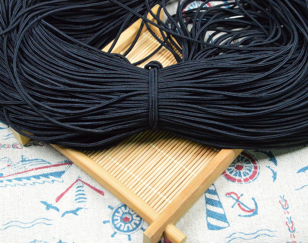50 Yds Skinny Square Elastic Cord 1.5mm Black Elastic String - Etsy