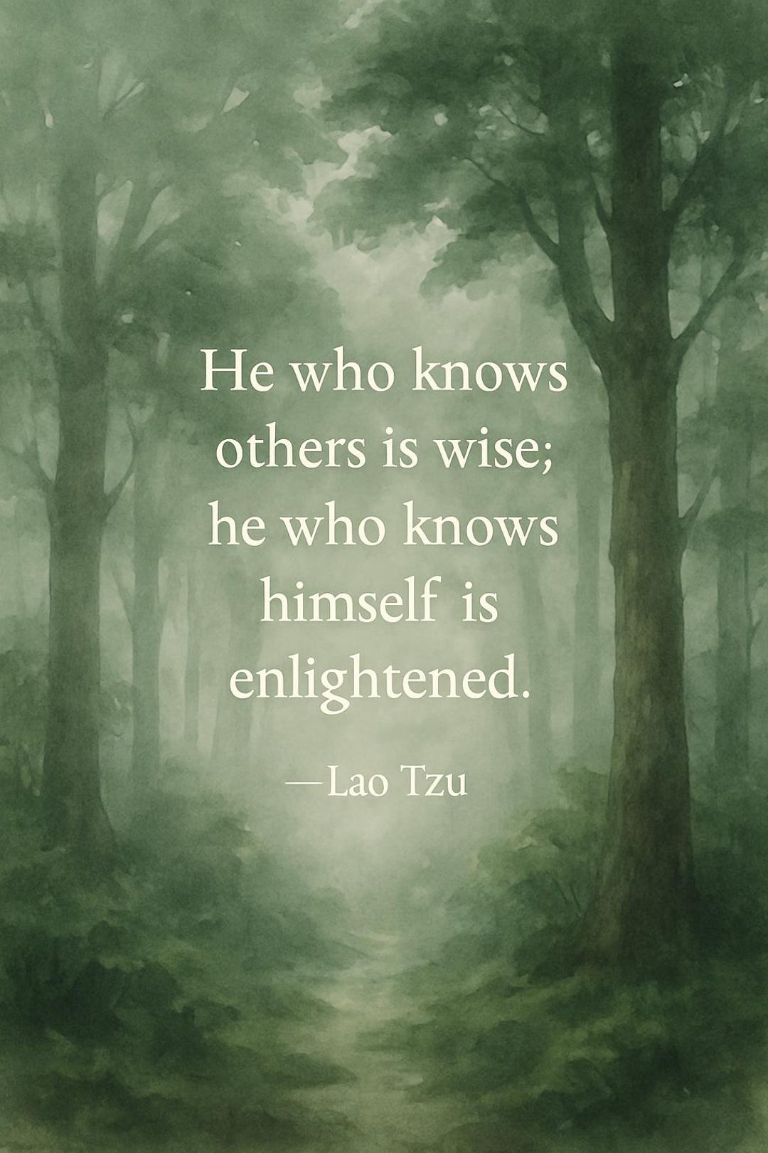 Taoist Wisdom Quote Wall Art – Forest Mist Printable – Enlightened Self ...
