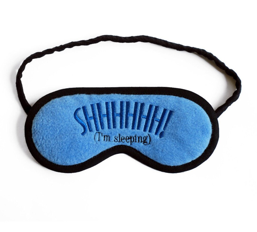 Blue Sleep Mask, Text "shh! I'm Sleeping", Unisex Sleeping Eye Mask ...