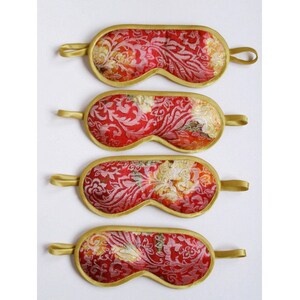 Flowery Silk Sleep Mask, Gold Oriental Jacquard Flower Face Mask, Women ...