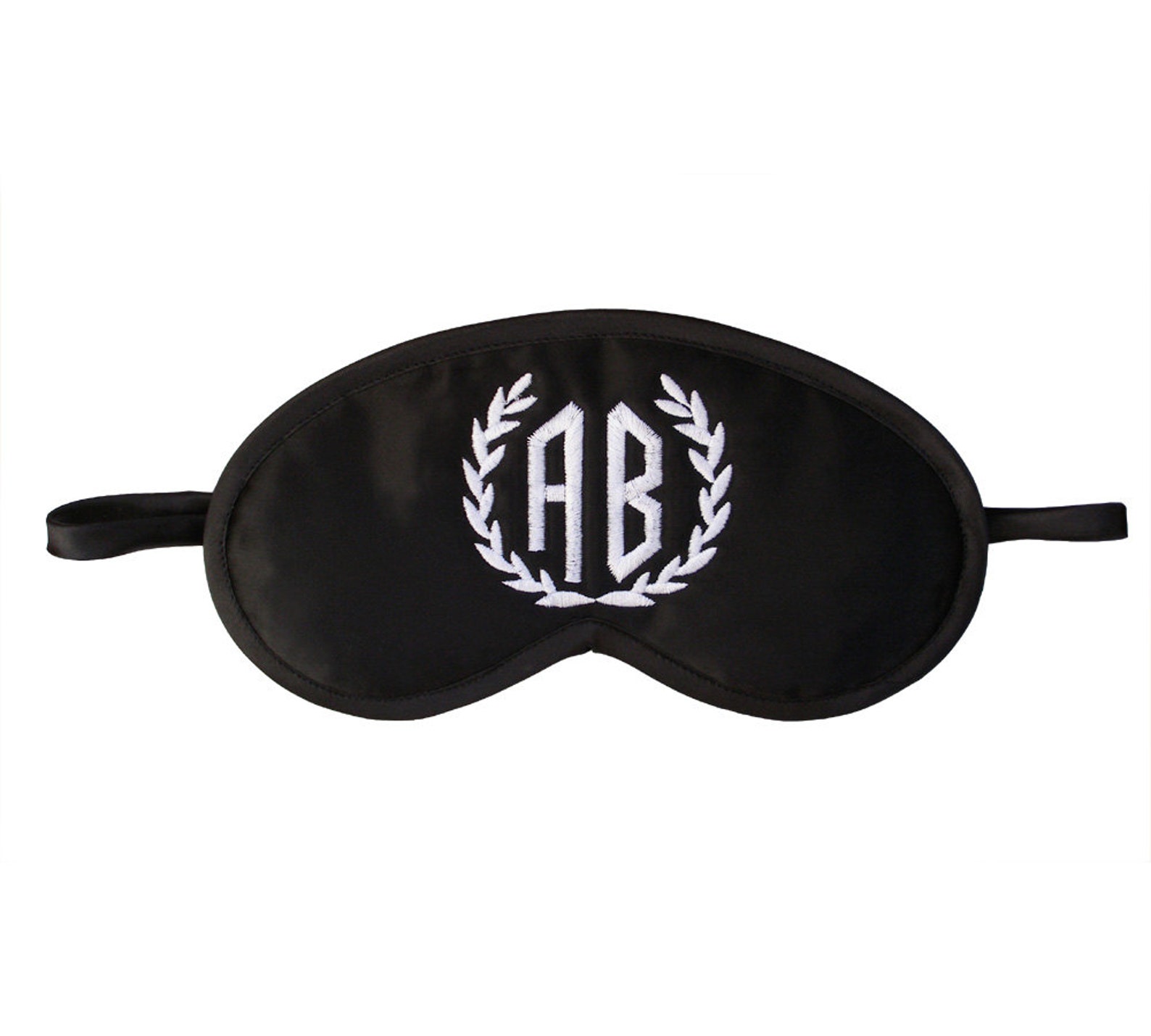 Custom Initials Sleep Mask, Personalized Monogram, Laurel Wreath ...