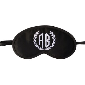Custom Initials Sleep Mask, Personalized Monogram, Laurel Wreath ...