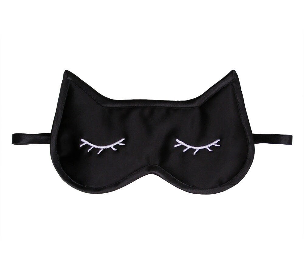 Cat Sleep Mask Sleepy Kitty Face Mask Sleeping Eye Mask Cat Lover Gift Eyelashes Sleep Mask Silk Satin or Cotton Mask Black Blindfold Etsy UK