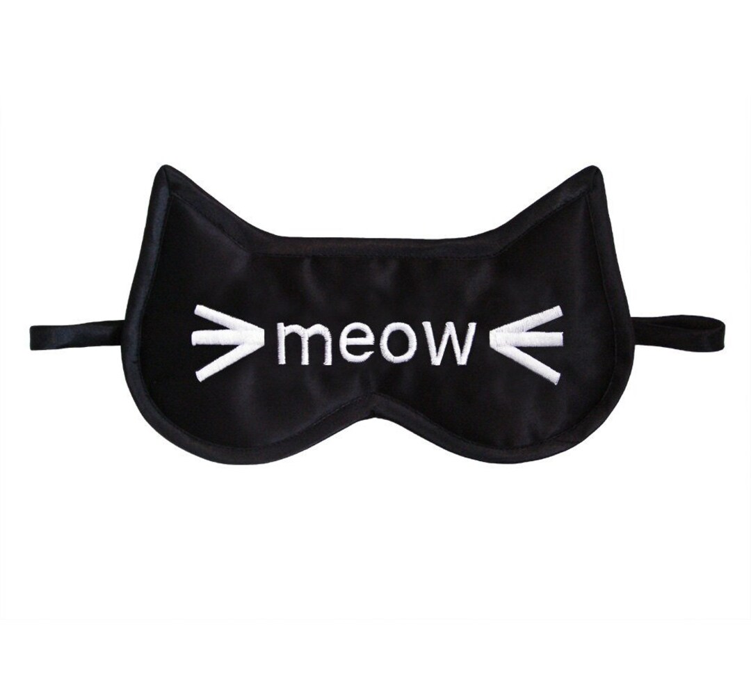 Meow Sleep Mask, Black Cat Sleeping Eye Mask, Playful Kitty Sleepmask ...