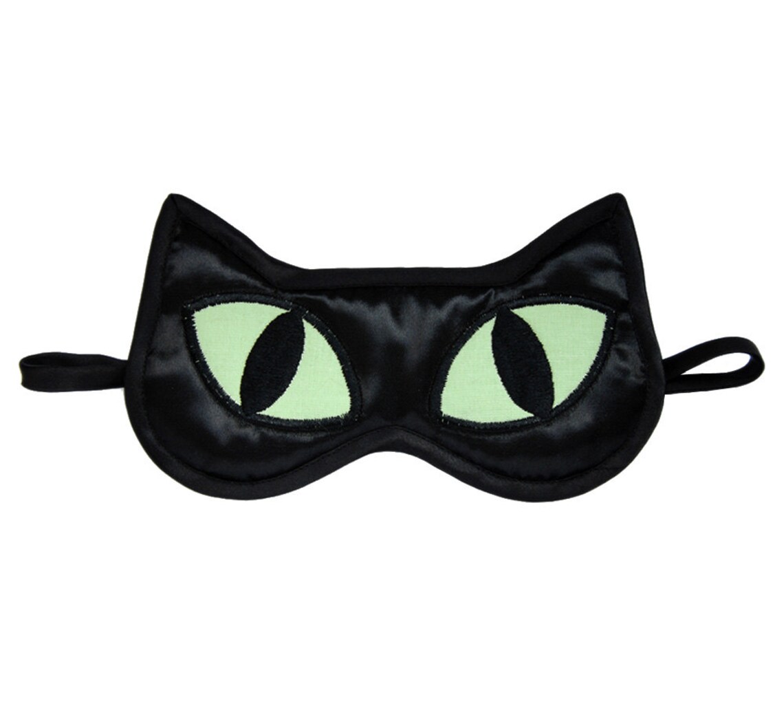 Black Cat Sleep Mask, Cat Lover Gift, Animal Totem Eye Mask, Black ...