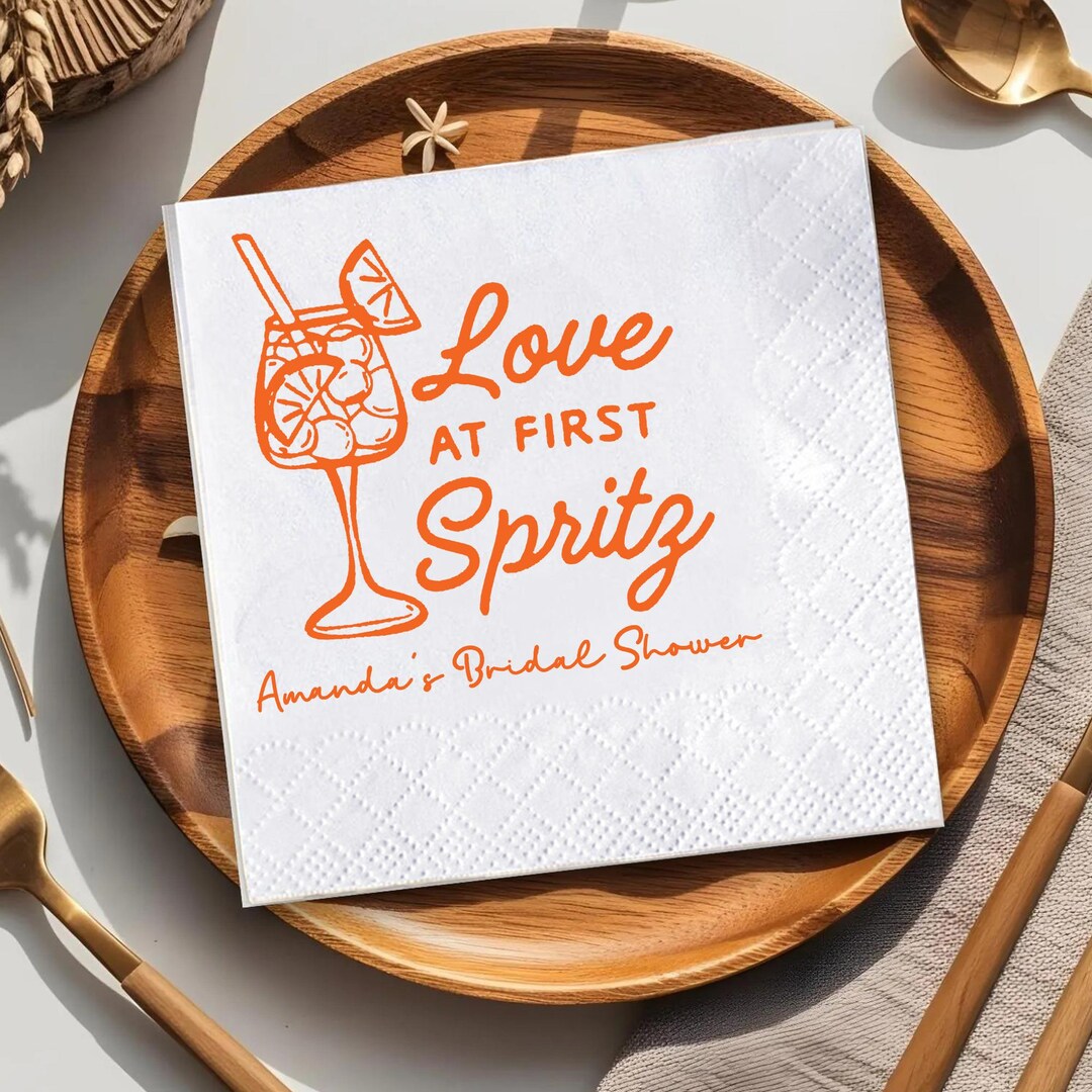 Personalized Love at First Spritz Paper Napkins, Anniversary Wifey ...