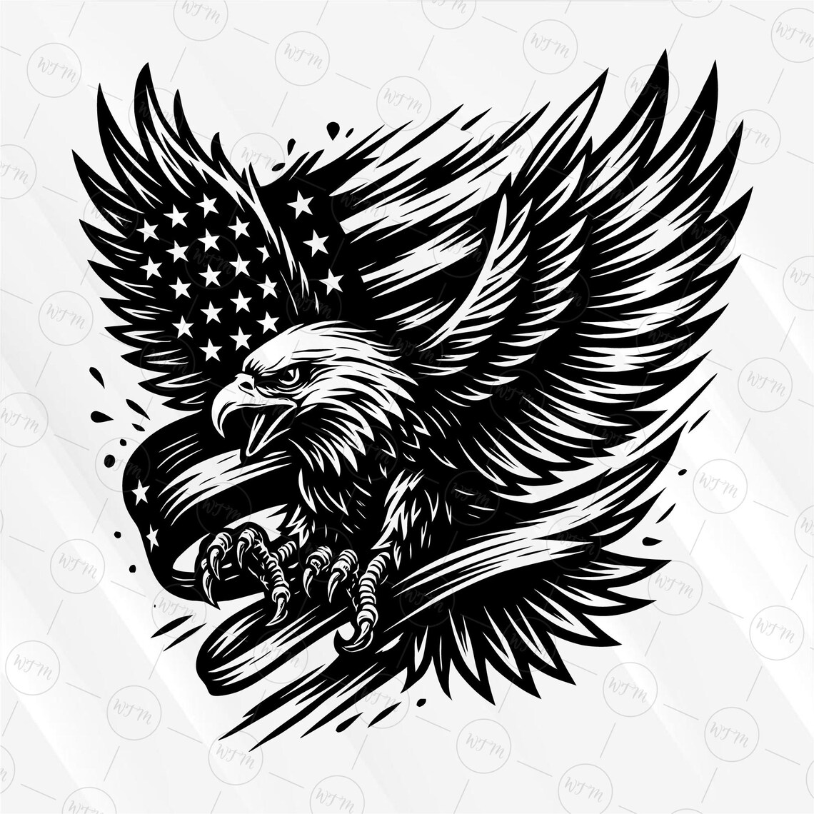 Flying Eagle USA Flag Svg, 4th of July Patriotic Eagle Svg, American ...