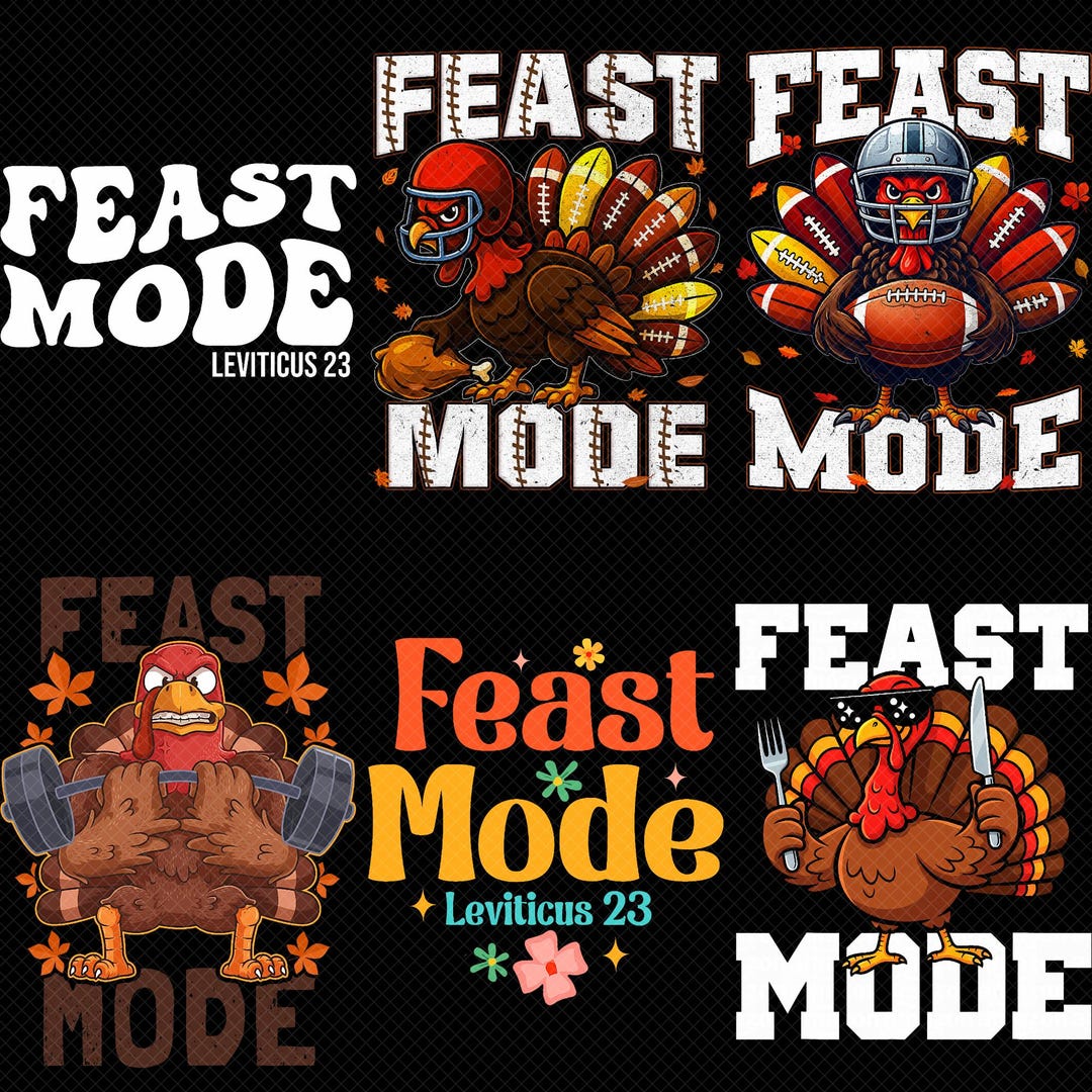 Feast Mode Thanksgiving Clipart Bundle - Turkey Football PNG, Feast ...