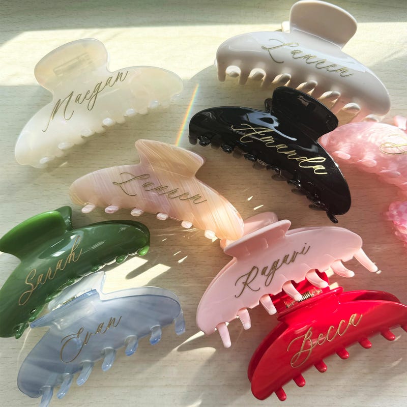 Text Hair Clip - Etsy