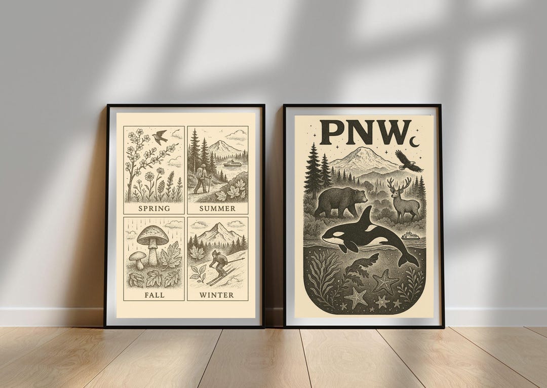PNW Nature Wall Art Set – Pacific Northwest Posters With Wildlife ...