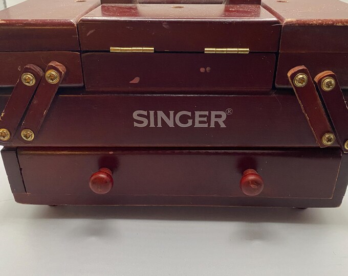 Wooden Singer Sewing Box - Etsy