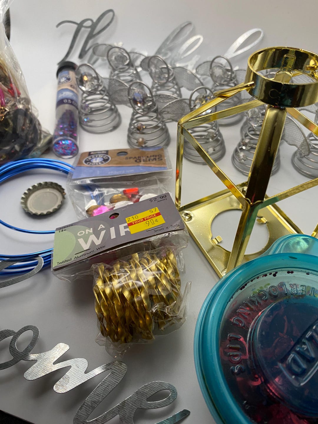 Metallic Craft Supply Lot: Metal Wire, Glitter, Tins, Angels - Etsy