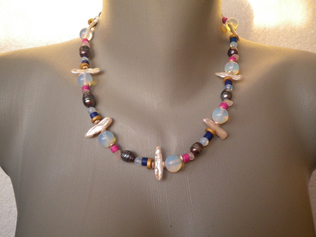 Moonlight Gem Stones Necklace - Etsy