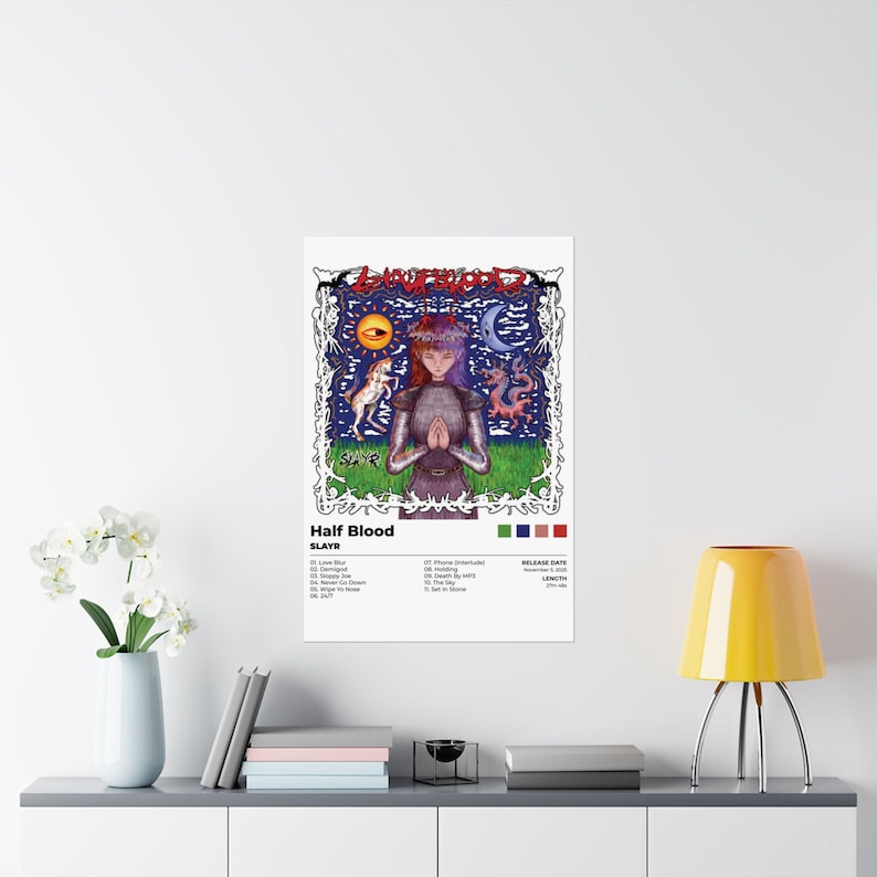 Slayr Half Blood Poster | Underground Rap Wall Art | Hip Hop Music Gift ...