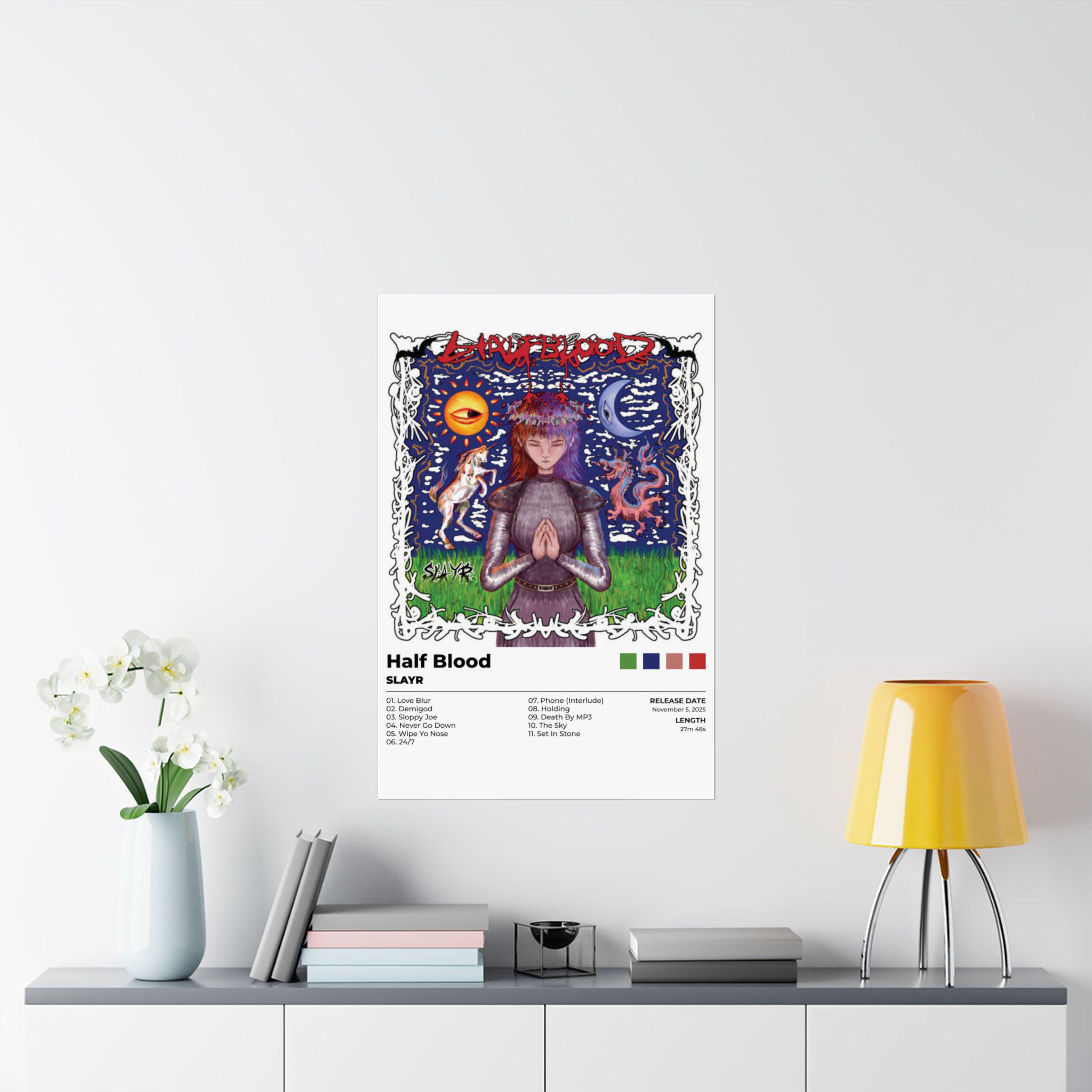 Slayr Half Blood Poster | Underground Rap Wall Art | Hip Hop Music Gift ...