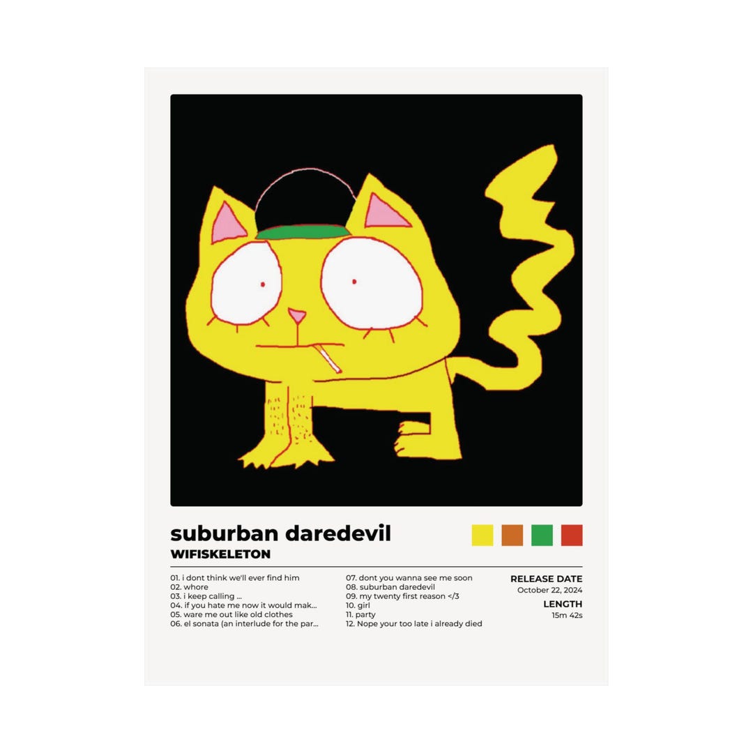 Wifiskeleton Suburban Daredevil Poster | Indie Rock Wall Art ...
