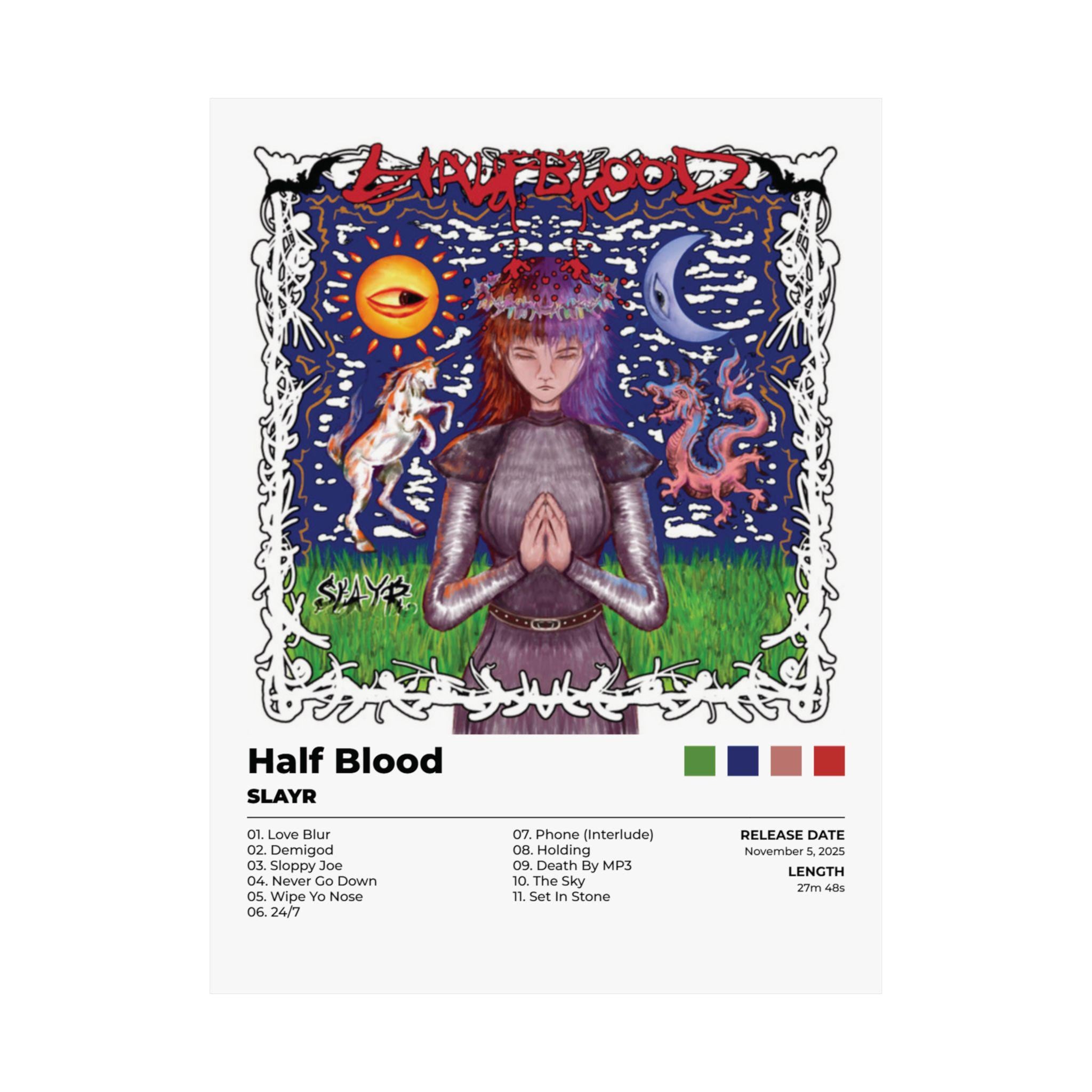 Slayr Half Blood Rapper Album Poster Satin Poster | 210gsm - Etsy