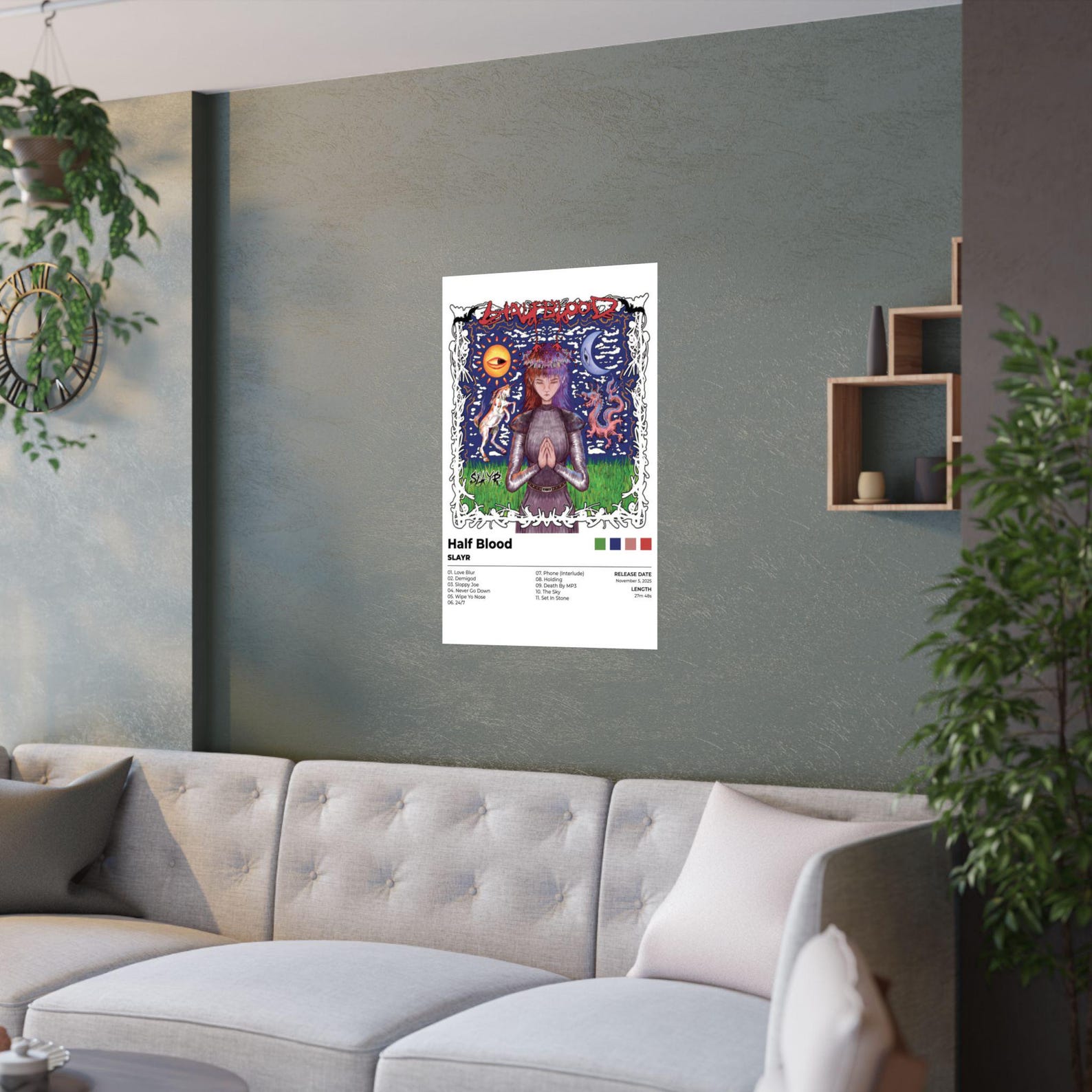 Slayr Half Blood Poster | Underground Rap Wall Art | Hip Hop Music Gift ...