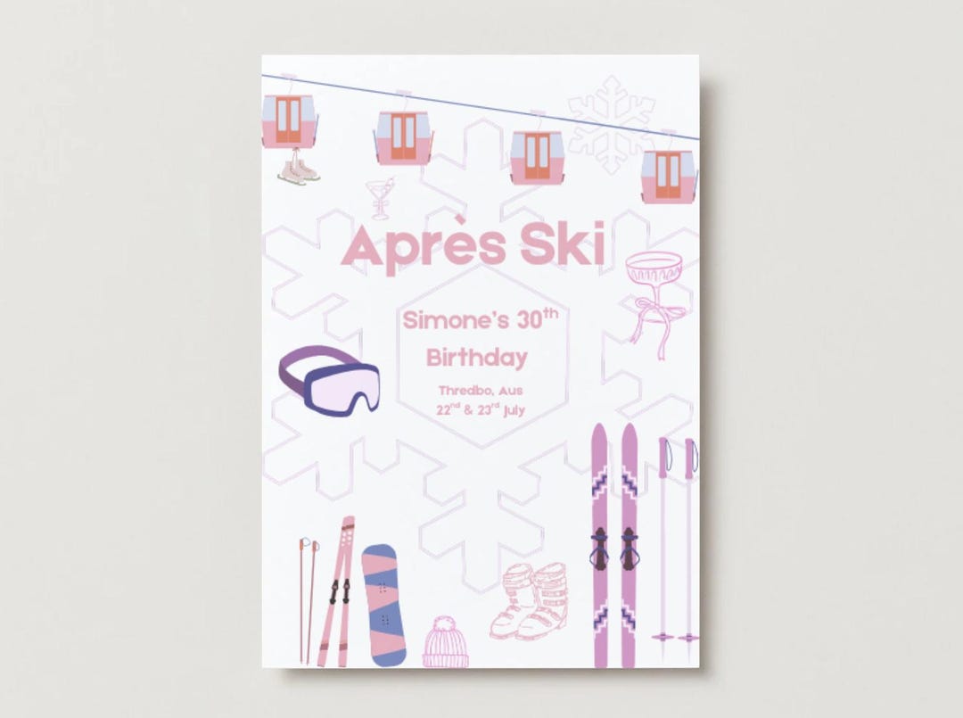 Apres Ski Birthday Invitation Template – Editable Canva Invite, Winter ...