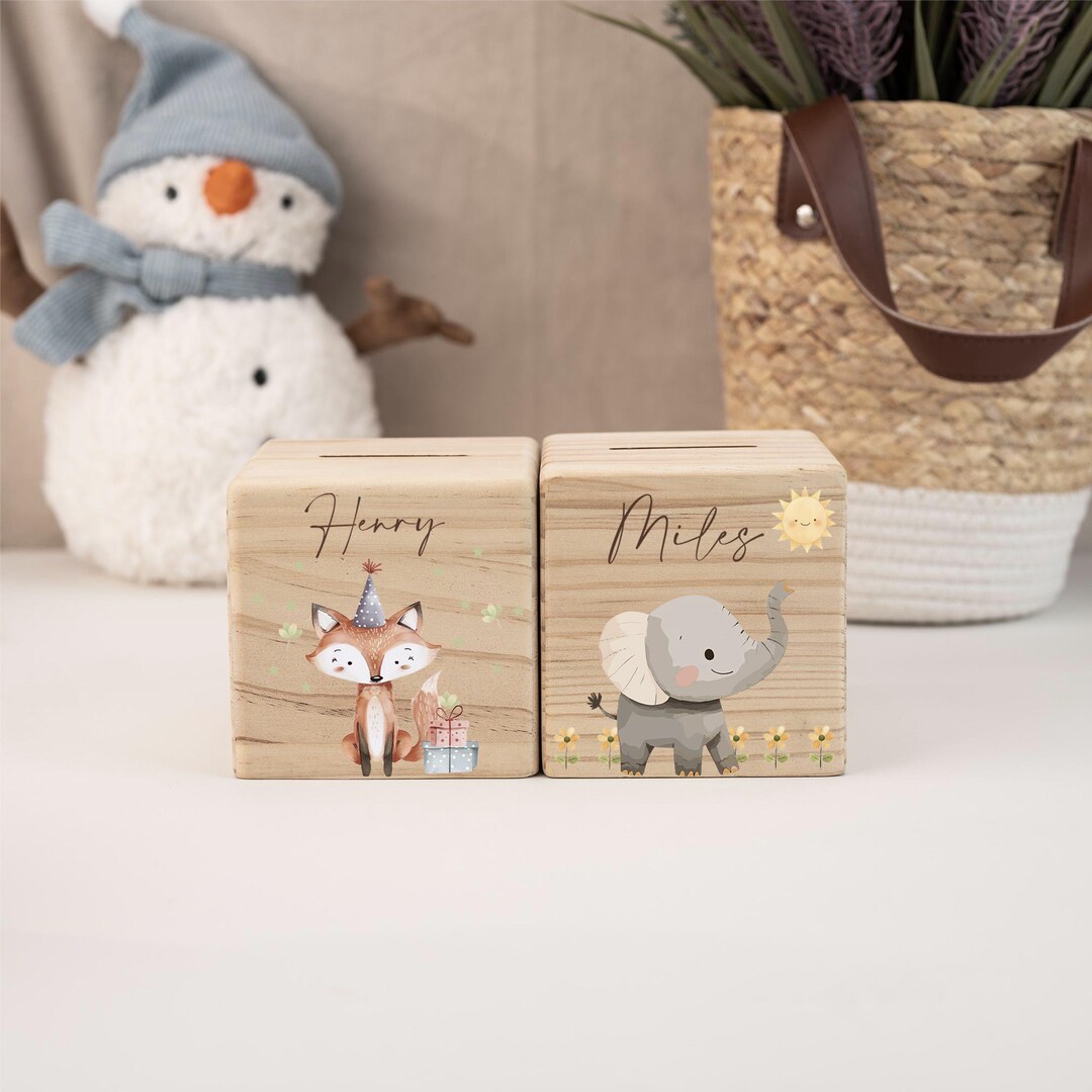 Personalized Coin Bank With Name, Wooden Money Box Gift, Girl/boy Piggy ...