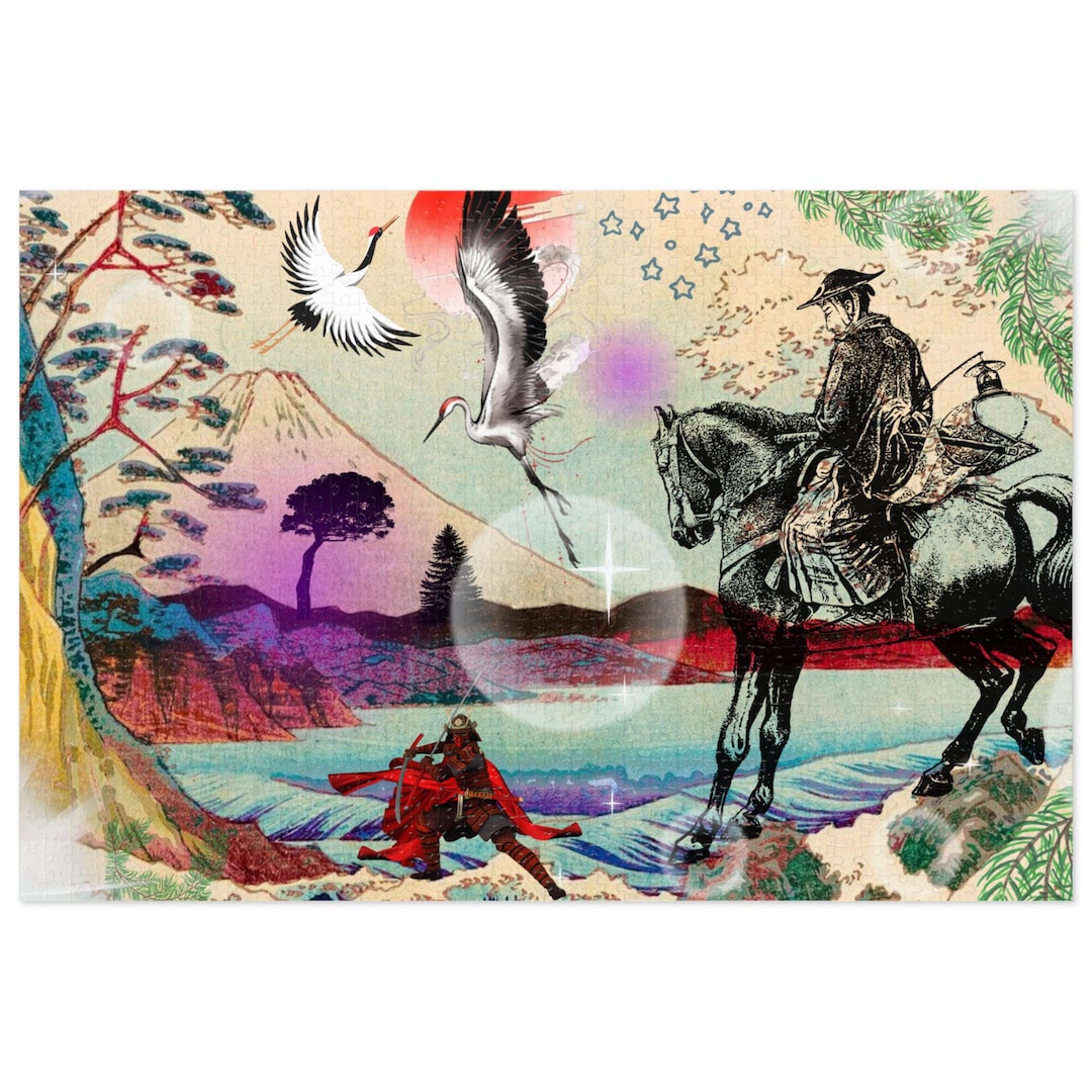 Japanese Ukiyoe Art - Mt.fuji, Red-cranes, the Magistrate of Edo Period ...