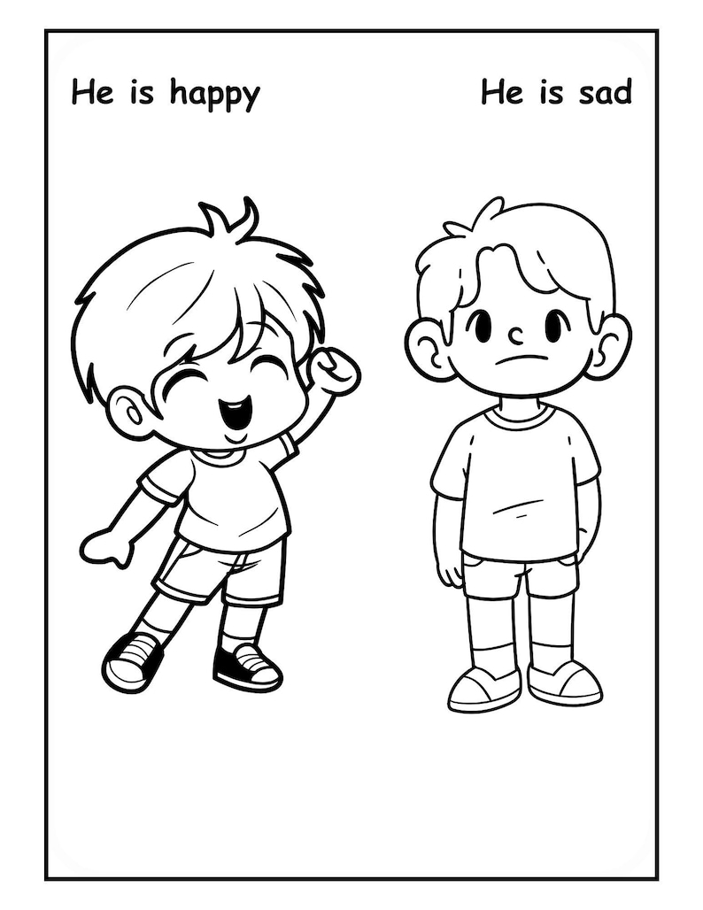 Opposites Coloring Book for Toddlers – Learn Big and Small, Happy and ...