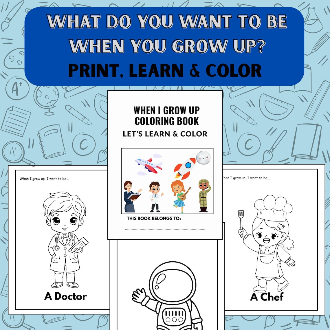 When I Grow up Coloring Book – Toddler Occupations Printable PDF - Etsy