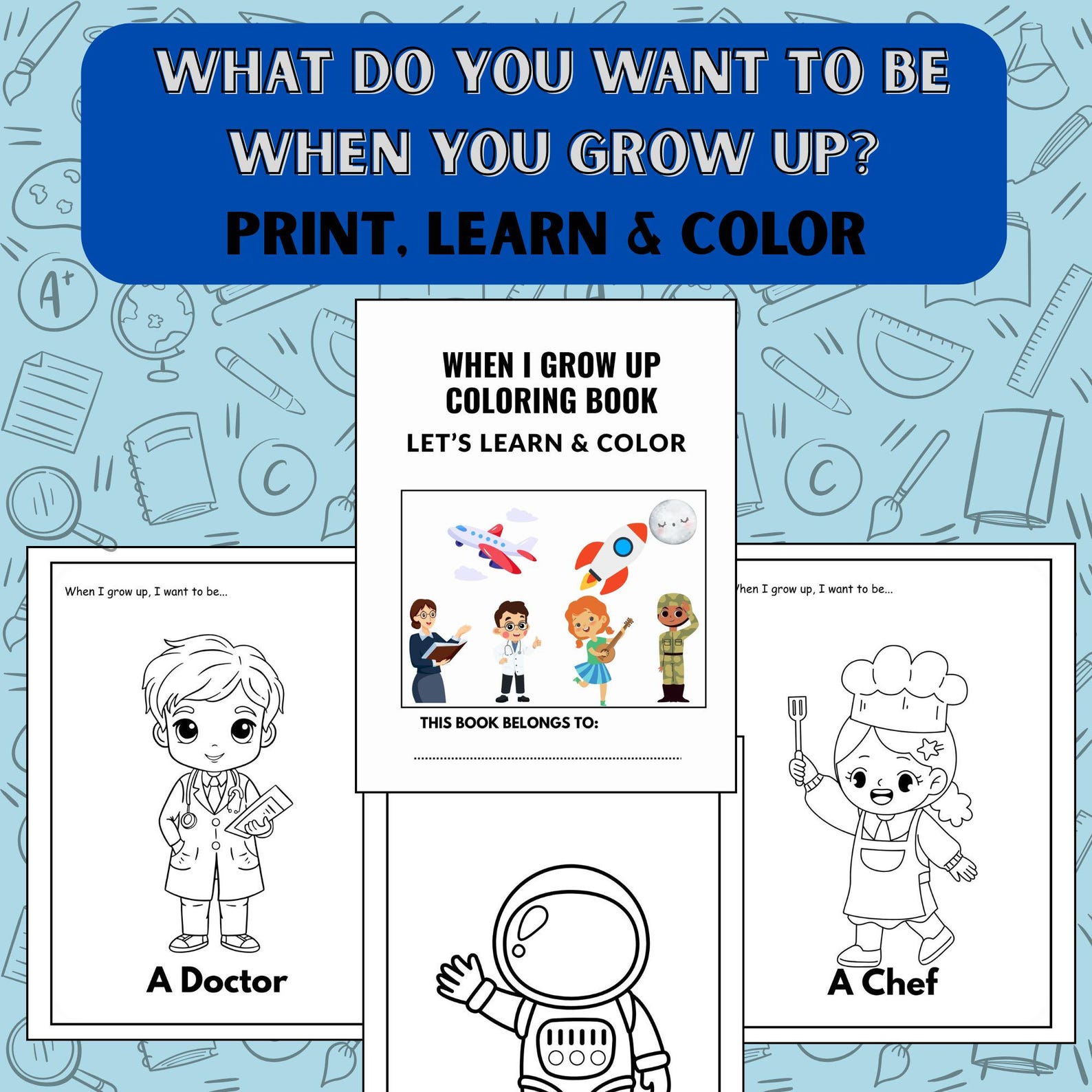 When I Grow up Coloring Book – Toddler Occupations Printable PDF - Etsy