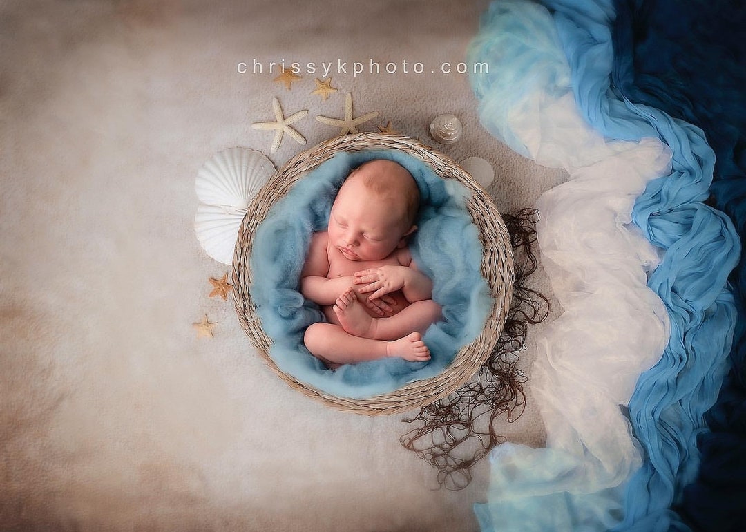Newborn Digital Backdrop,sea Shells Ocean Mermaid Baby Sea Shore ...
